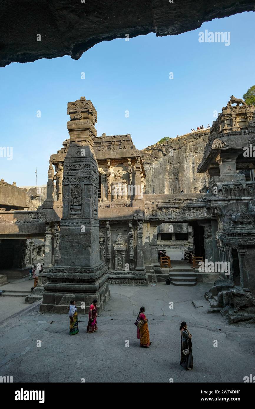 Ellora, India - January 22, 2024: Kailasa Temple in the Ellora Caves ...