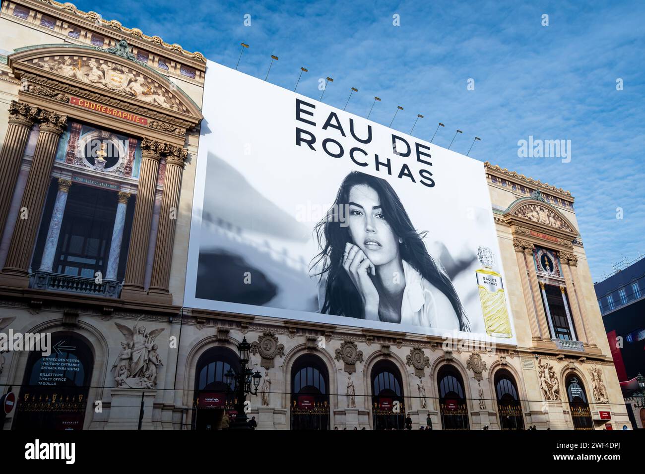 Advertising billboard for Eau de Rochas perfume covering the ...