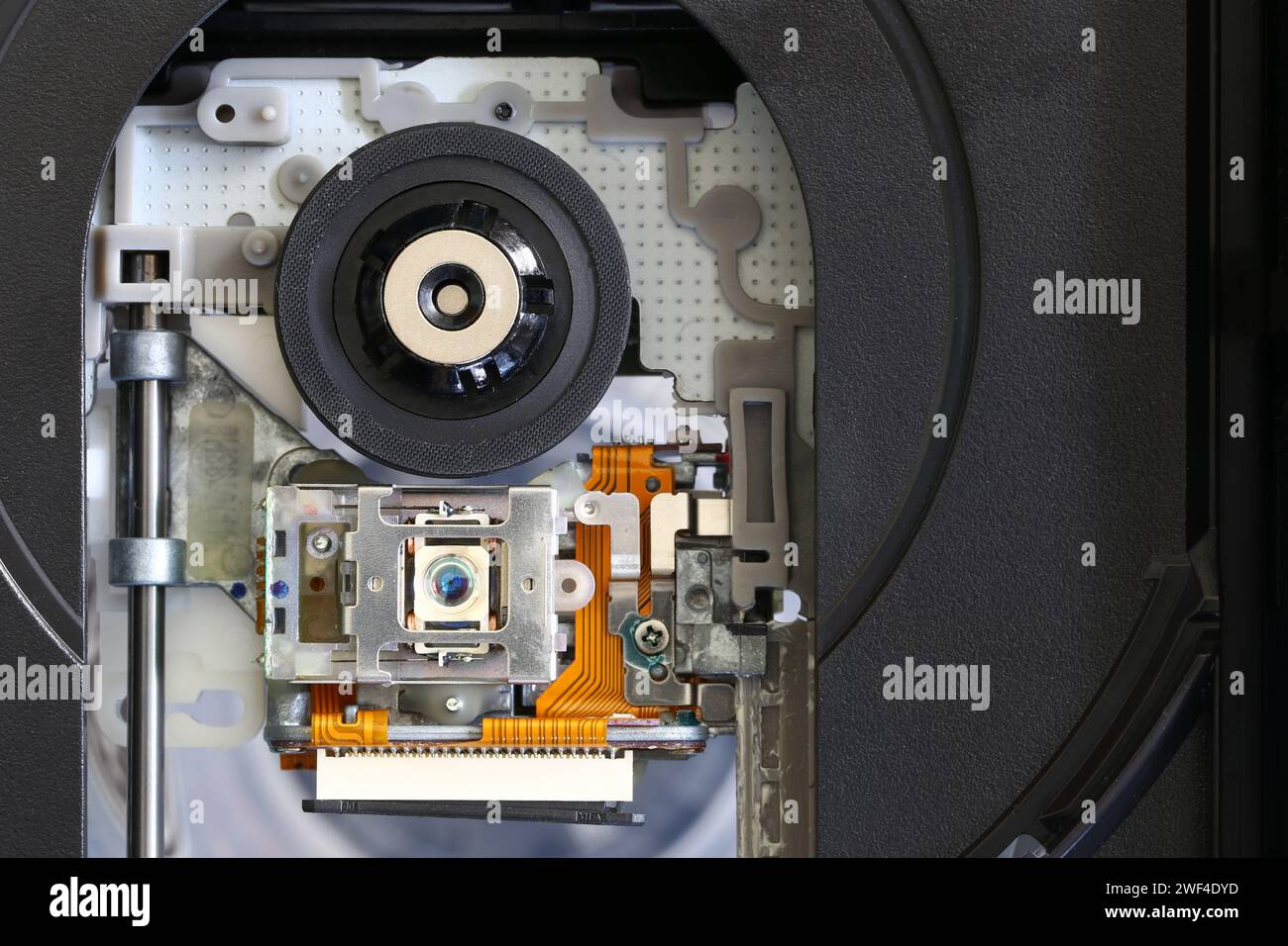 Close up DVD-ROM head reader, A hardware device installed in a computer ...
