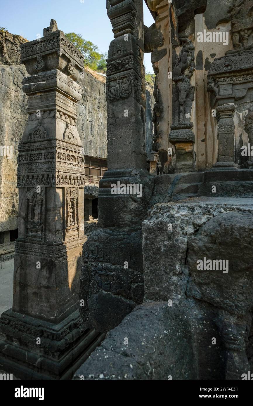 Ellora, India - January 22, 2024: Kailasa Temple in the Ellora Caves ...