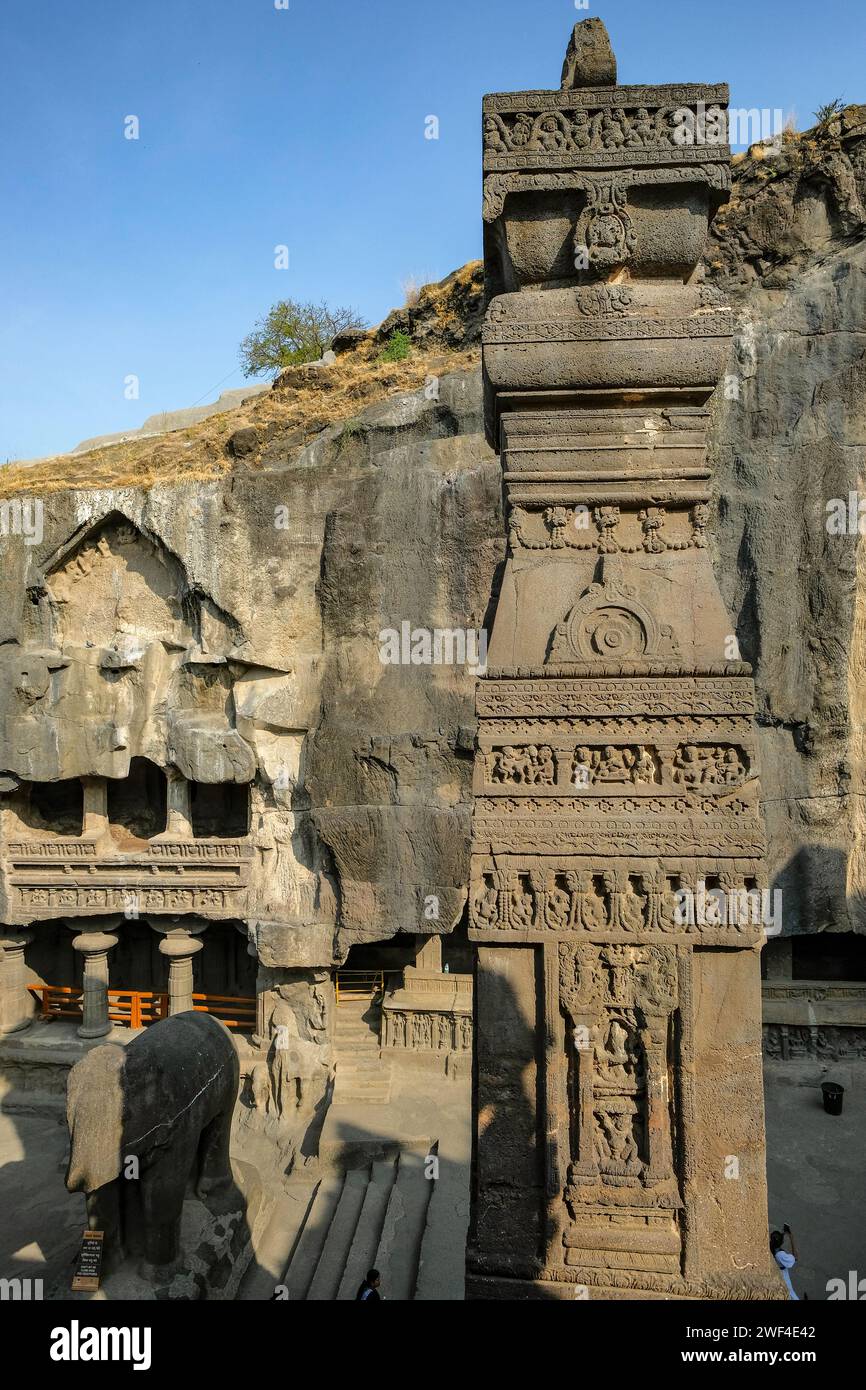Ellora, India - January 22, 2024: Kailasa Temple in the Ellora Caves ...