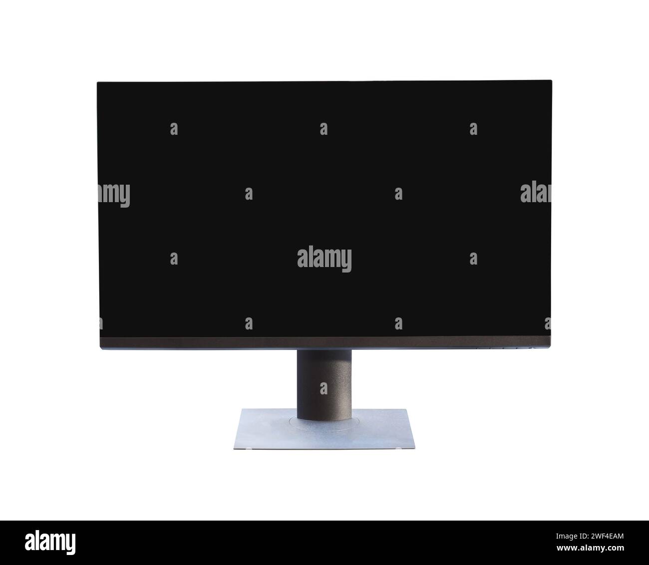 Front Black computer screen or PC monitor isolated on white background ...