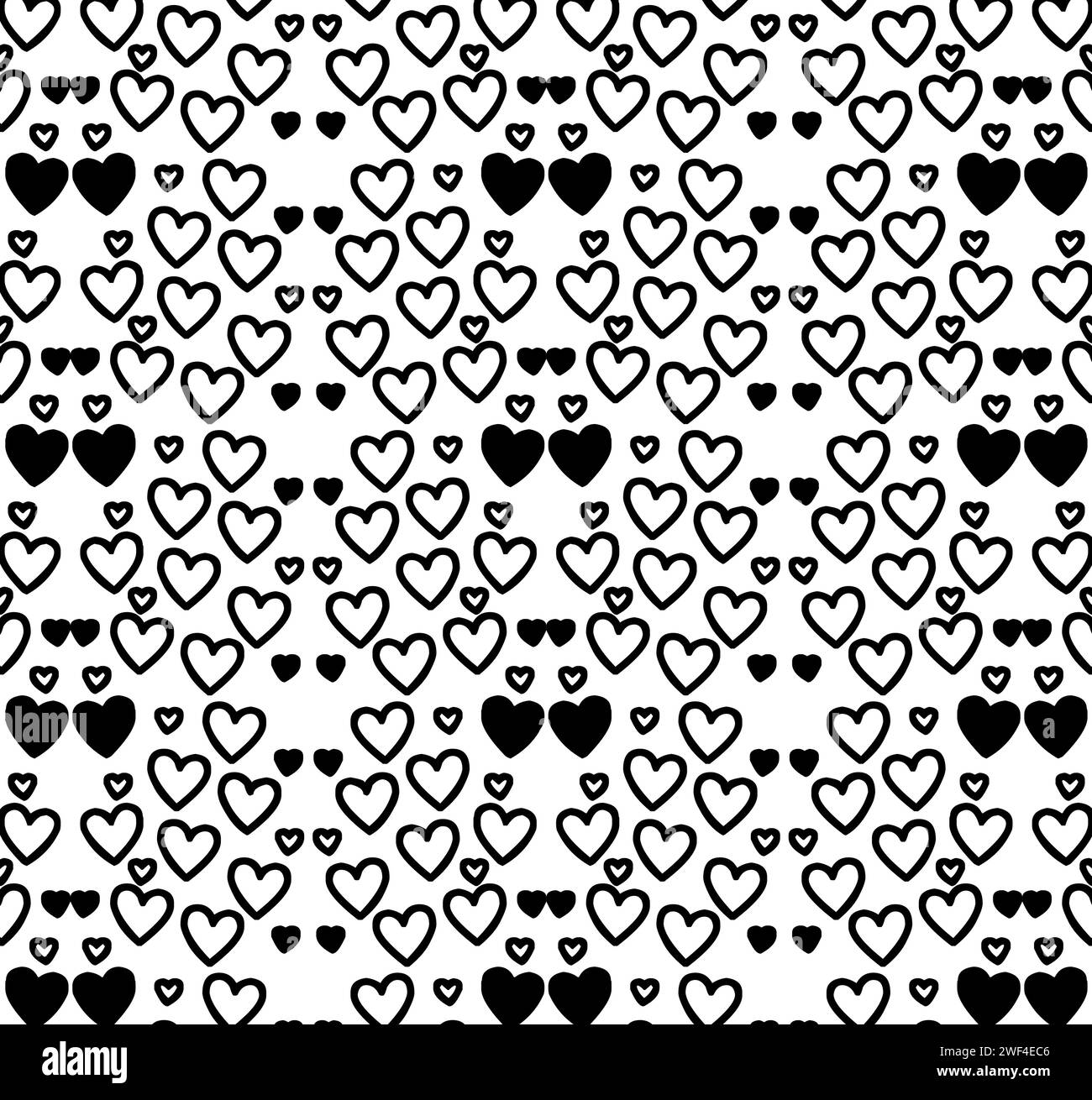 Black And White Various Shaped Hand Drawn Hearts Pattern Background ...