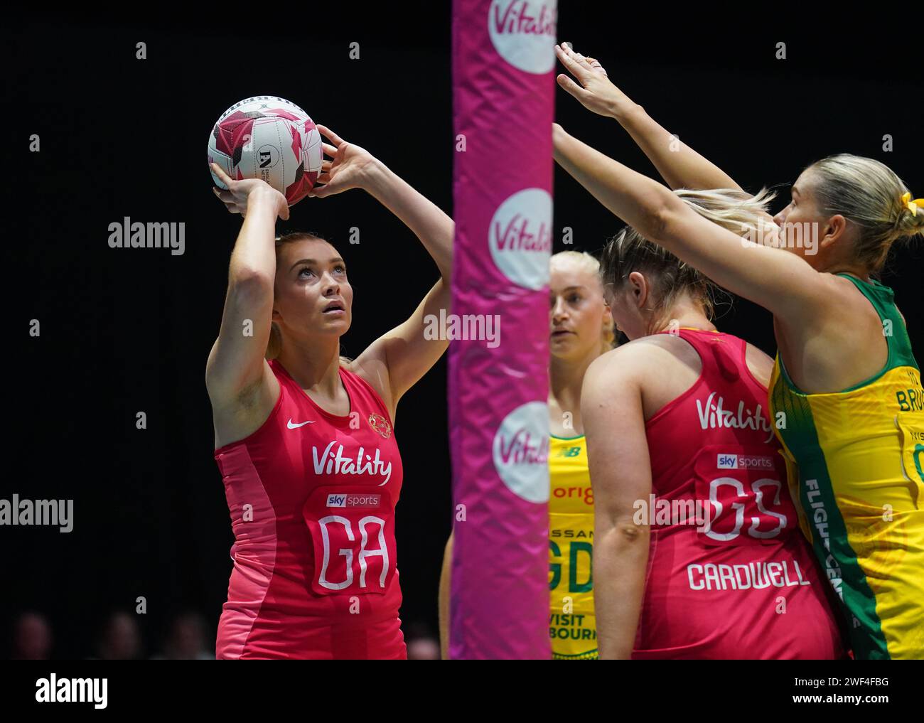 England's Helen Housby (left) shoots during the final of the 2024 ...