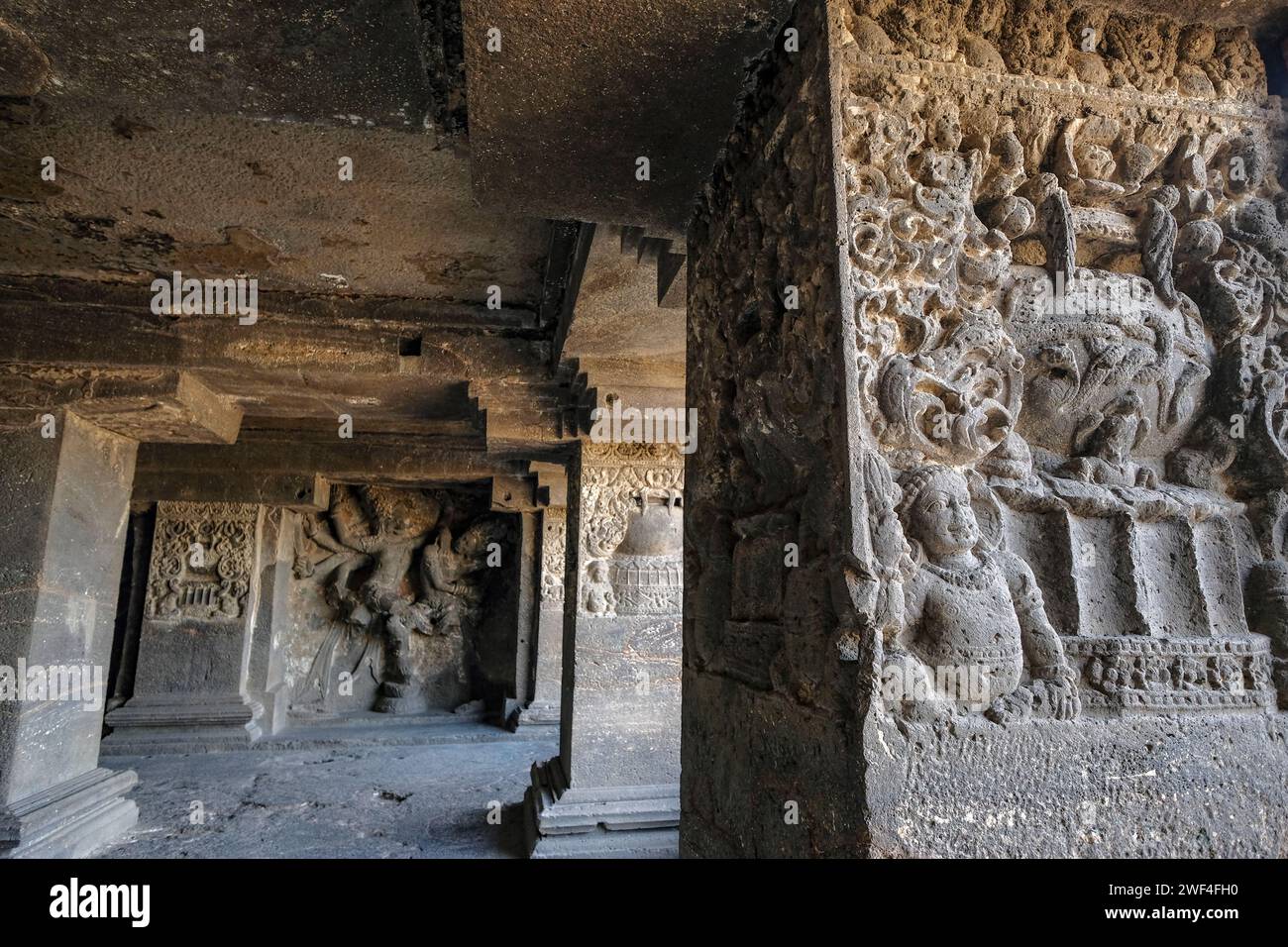 Ellora, India - January 22, 2024: Ellora Caves are a rock-cut cave ...