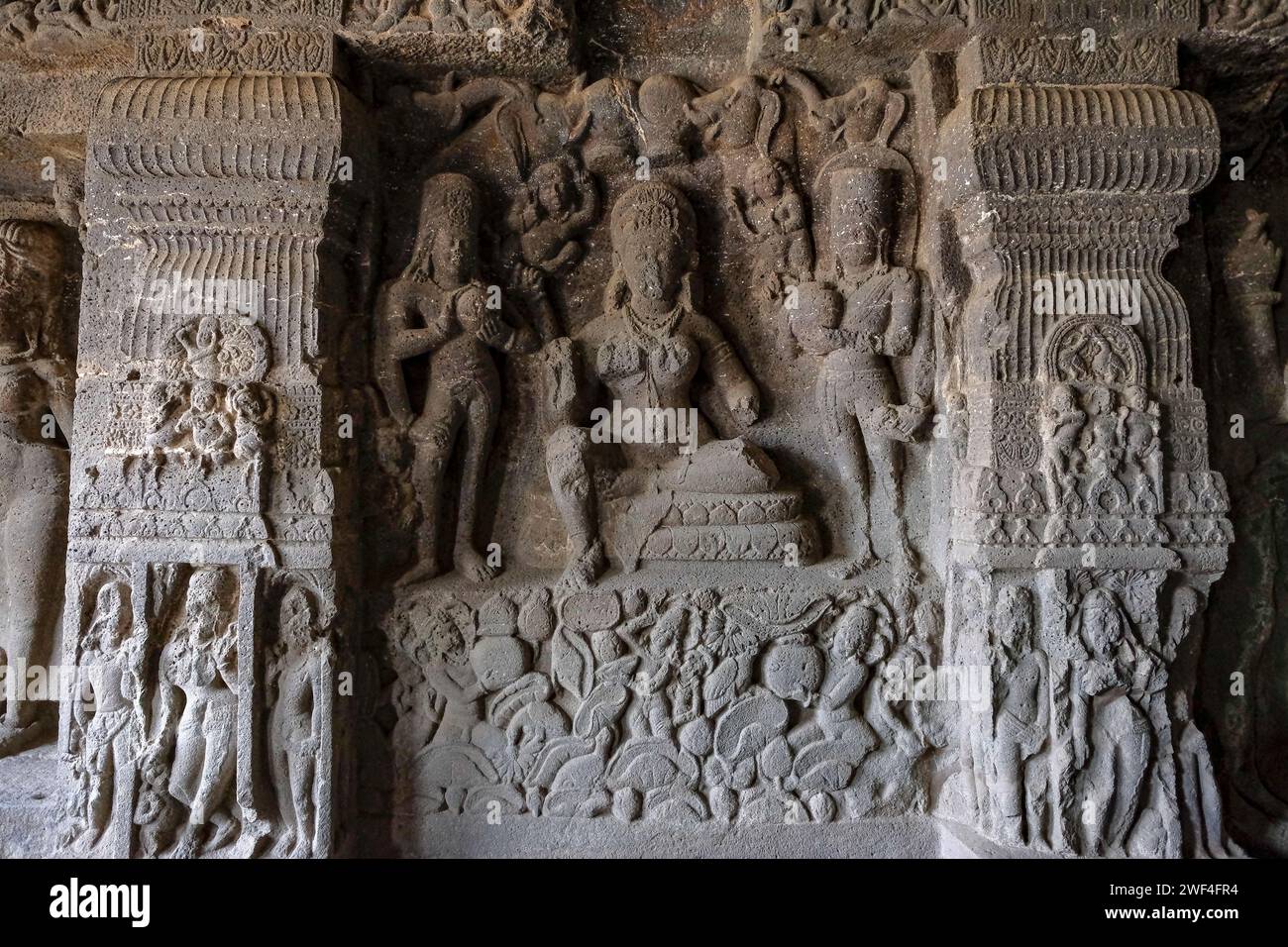 Ellora, India - January 22, 2024: Ellora Caves are a rock-cut cave ...
