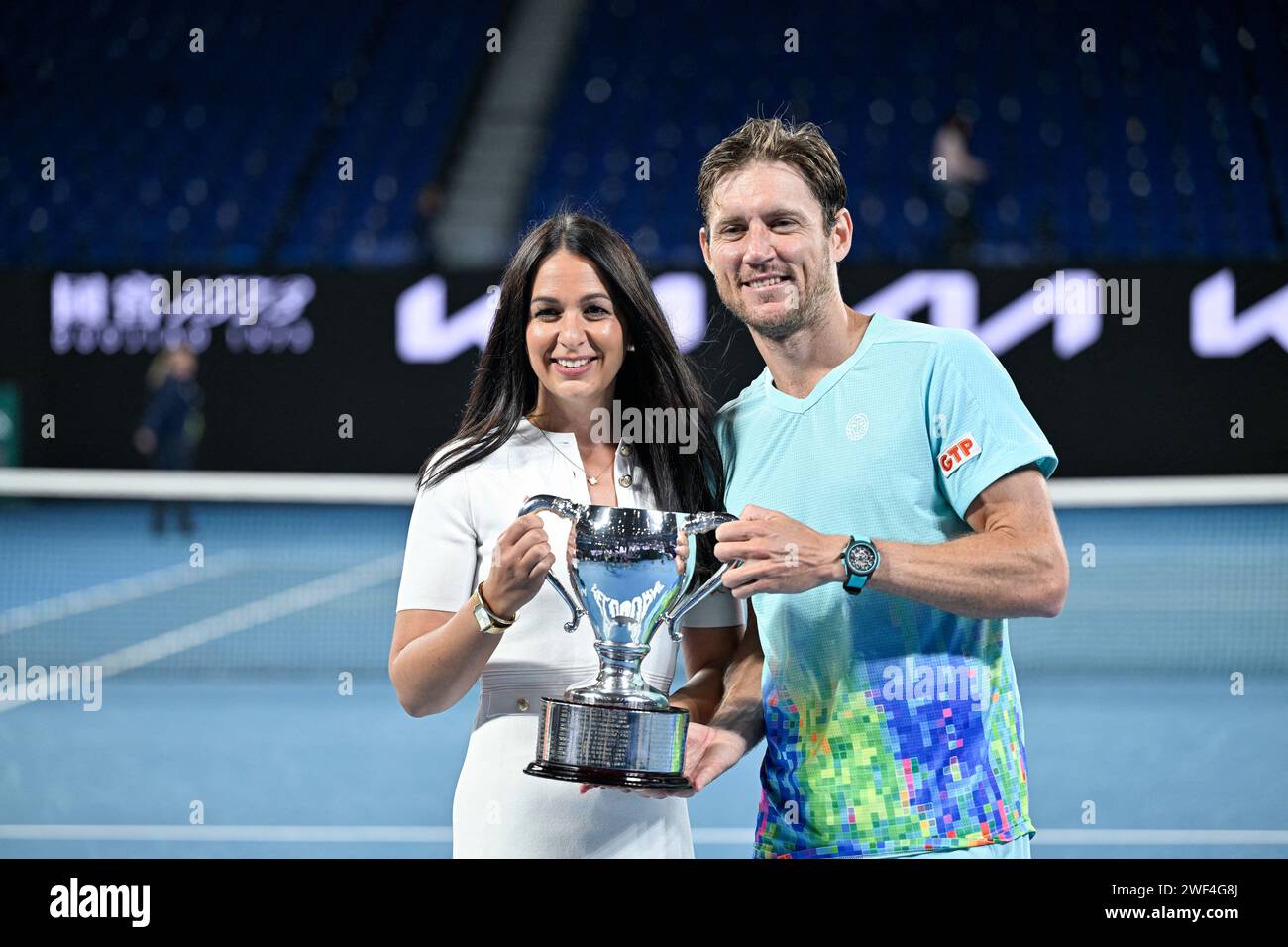 Melbourne, Australia. 27th Jan, 2024. Matthew Ebden and his wife Kim ...