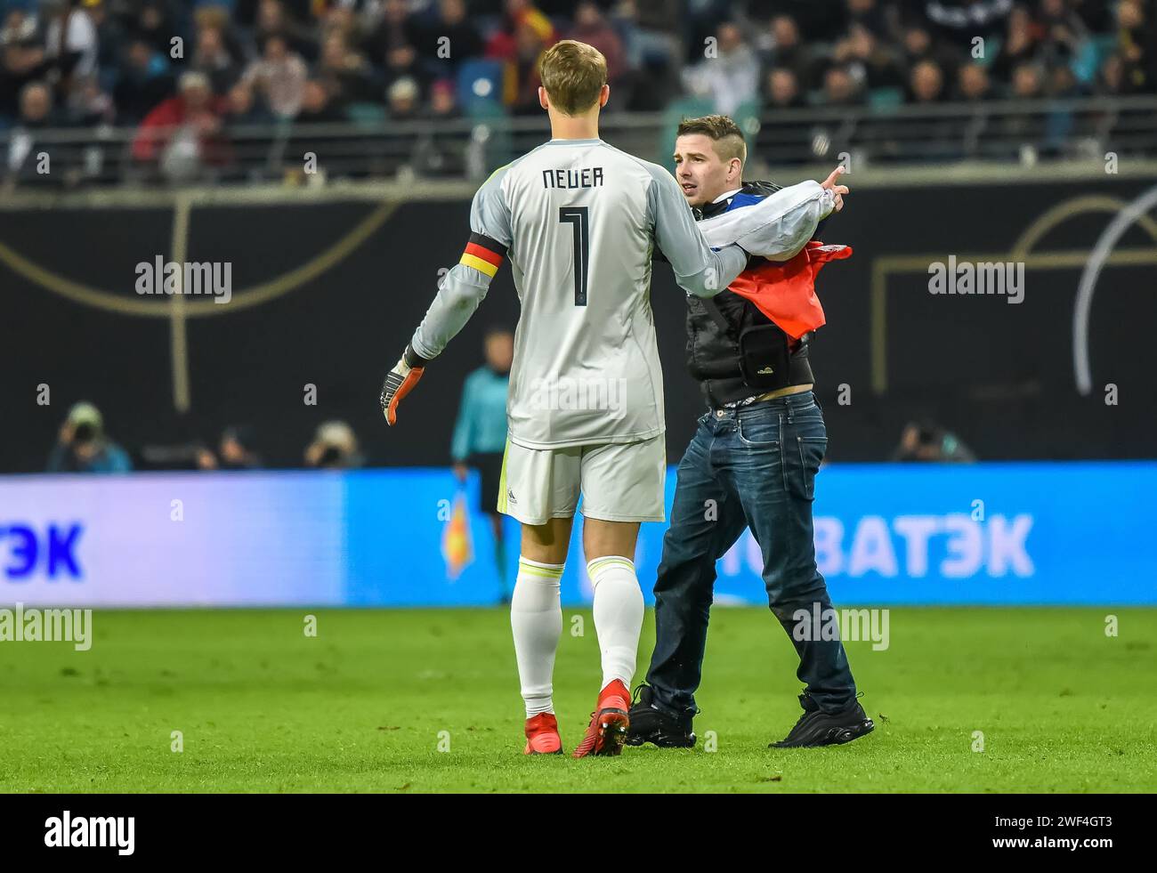 Leipzig, Germany – November 15, 2018. Germany national team goalkeeper Manuel Neuer with Russian ...