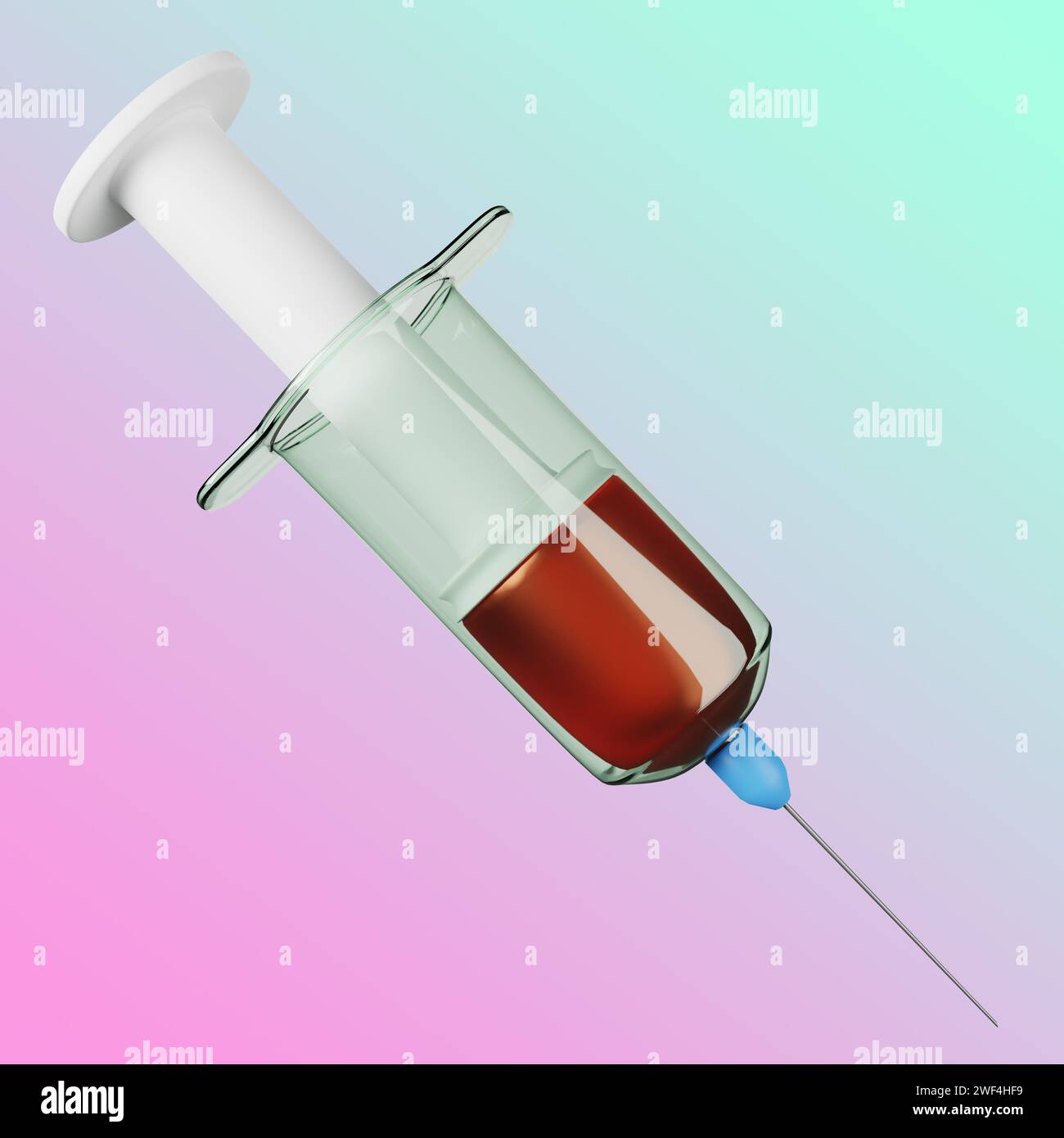 3D syringe icon with liquid for medical concepts Stock Photo - Alamy