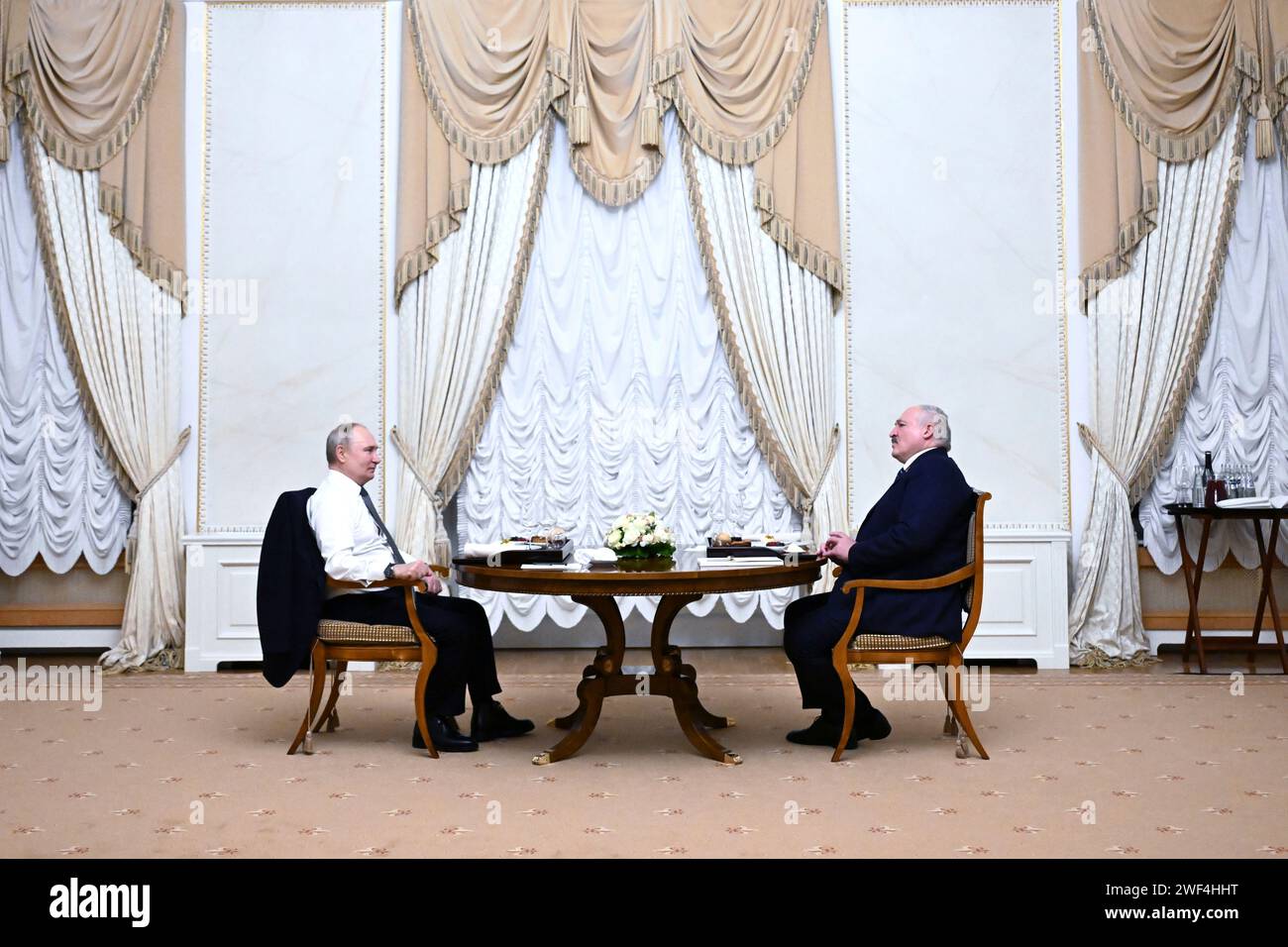 Russian President Vladimir Putin, left, and Belarusian President ...