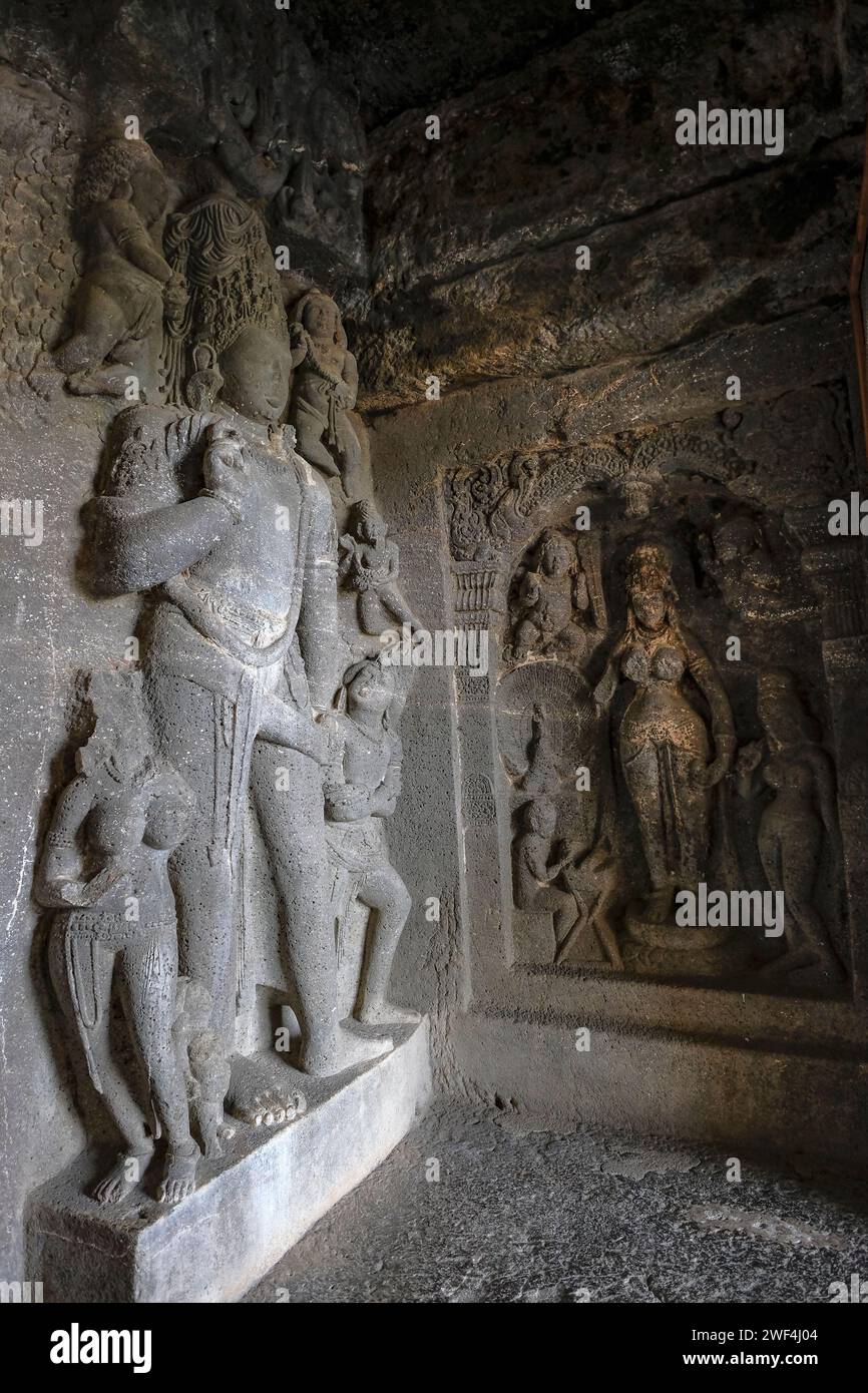 Ellora, India - January 22, 2024: Ellora Caves are a rock-cut cave ...