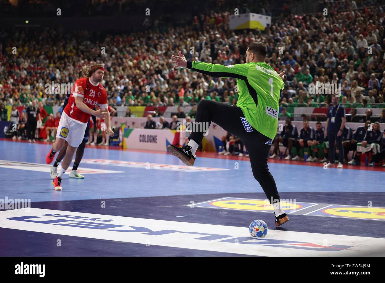 COLOGNE, GERMANY - JANUARY 28 Lanxess Arena, Men's EHF Euro 2024 Final ...