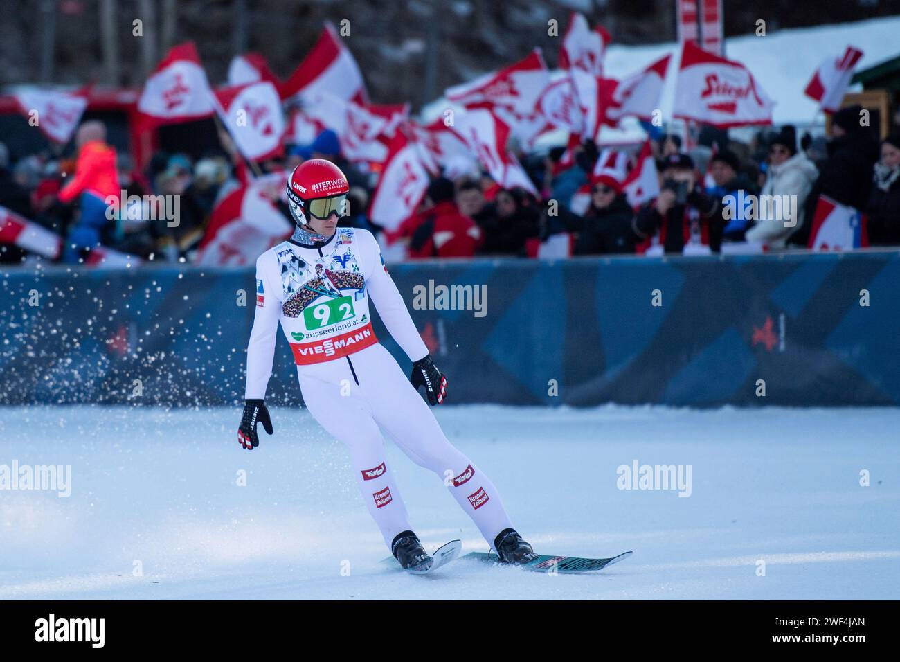 Manuel Fettner (Oesterreich) im Ziel, AUT, FIS Skiflug ...