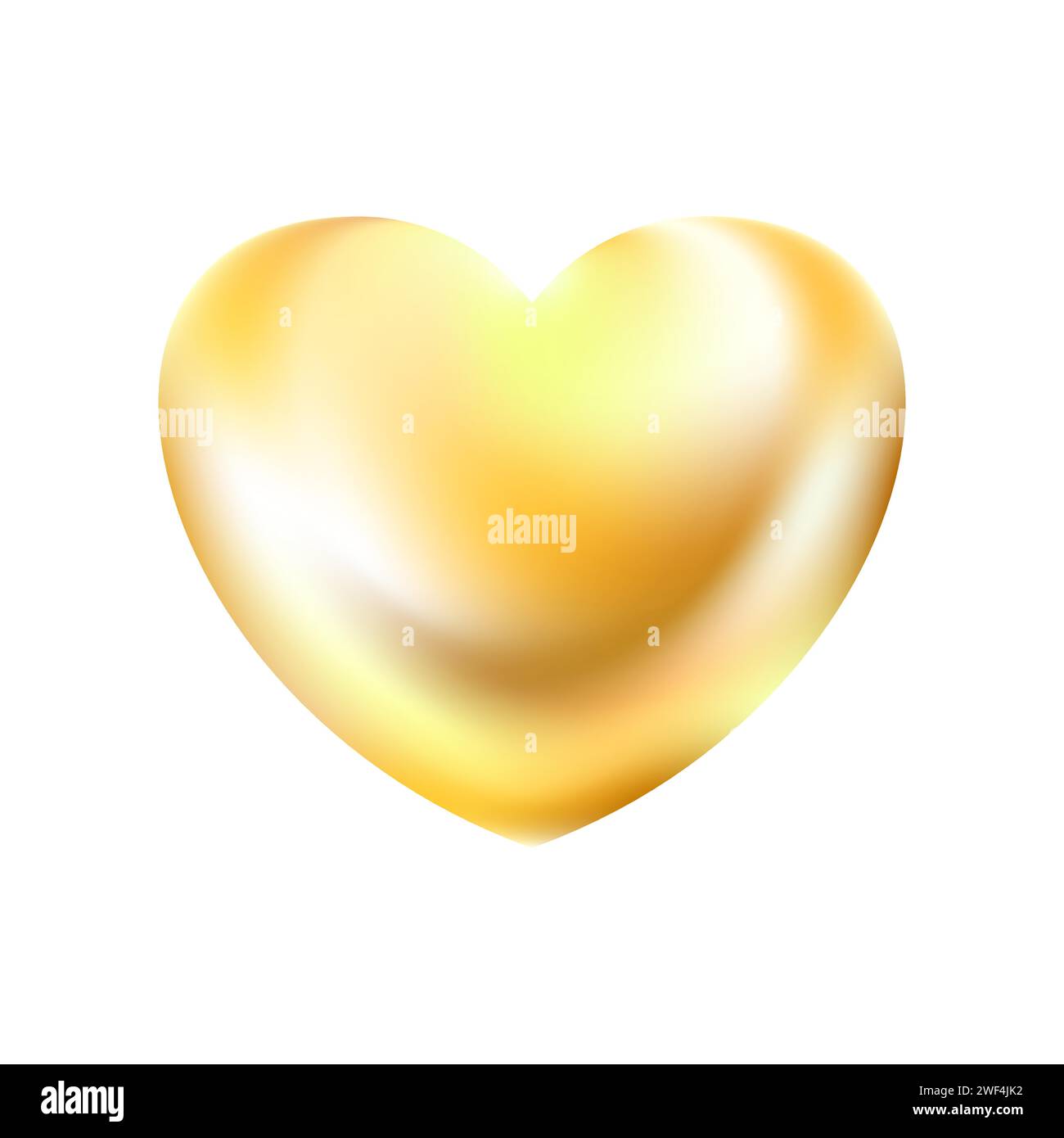 Golden realistic heart icon on white background. 3d vector illustration ...