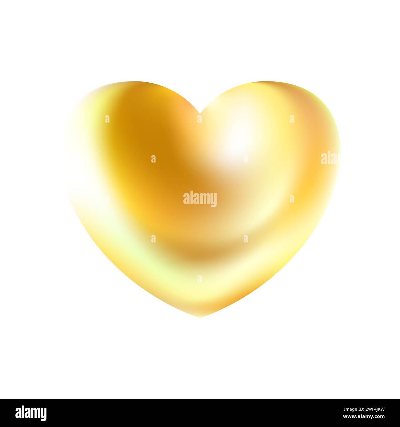 Golden realistic heart icon on white background. 3d vector illustration ...
