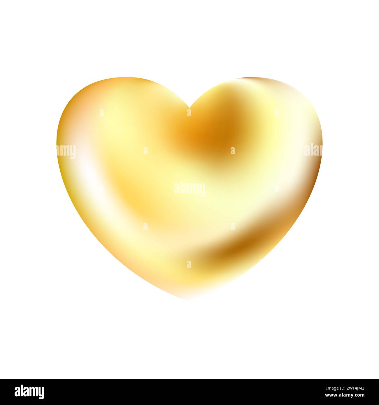 Golden realistic heart icon on white background. 3d vector illustration ...
