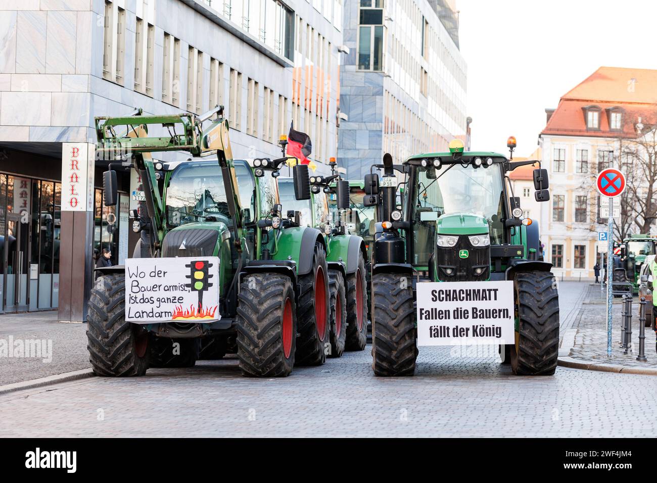 Magdeburg, Germany. 28th Jan 2024: Farmers union protest strike against ...