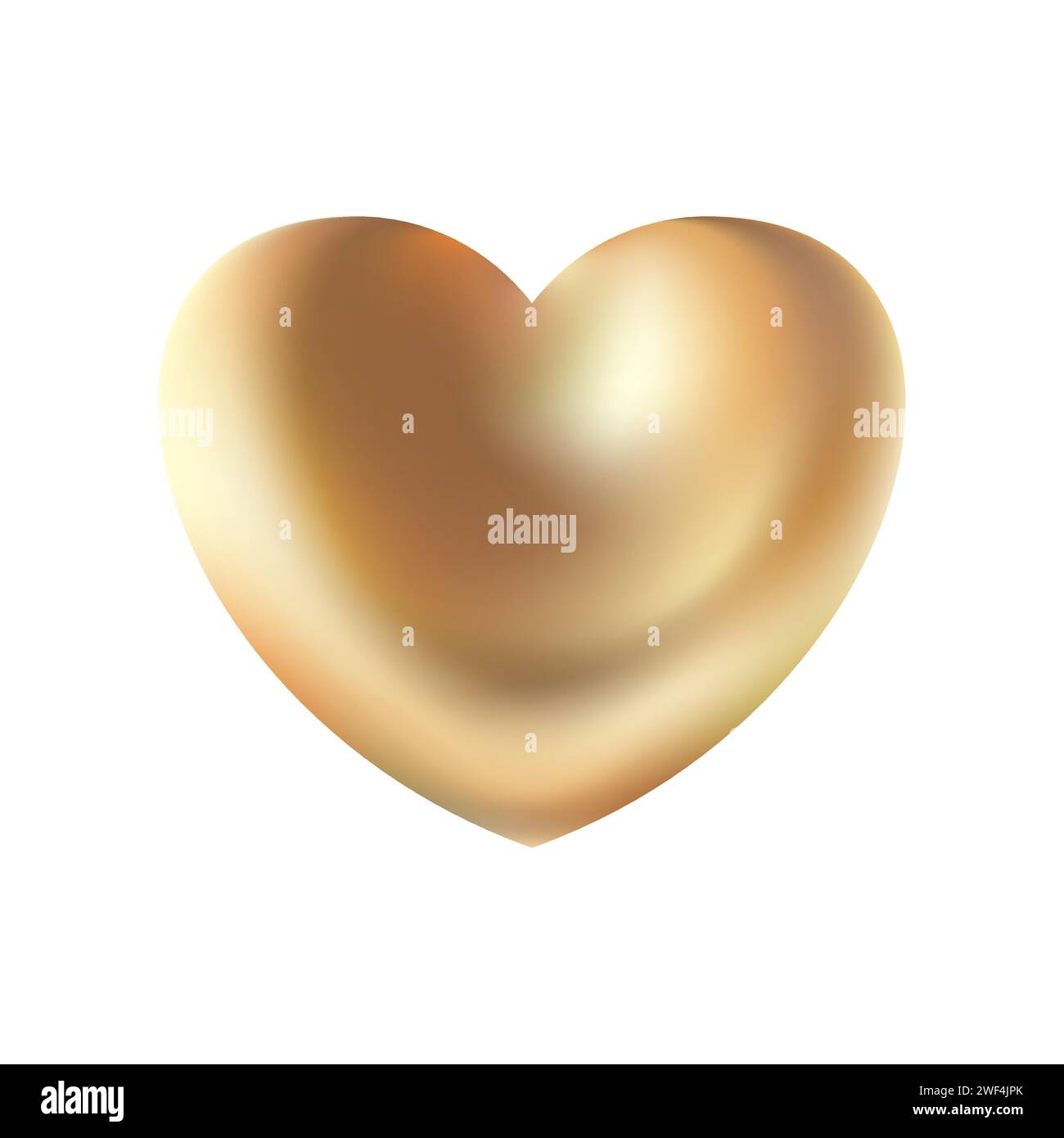 Golden realistic heart icon on white background. 3d vector illustration ...