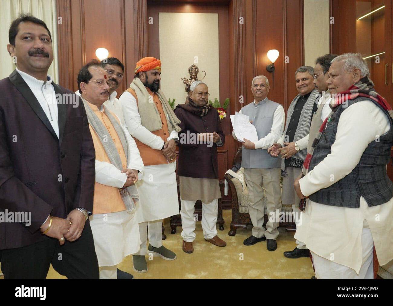 PATNA, INDIA – JANUARY 28: Bihar Chief Minister Nitish Kumar with with ...