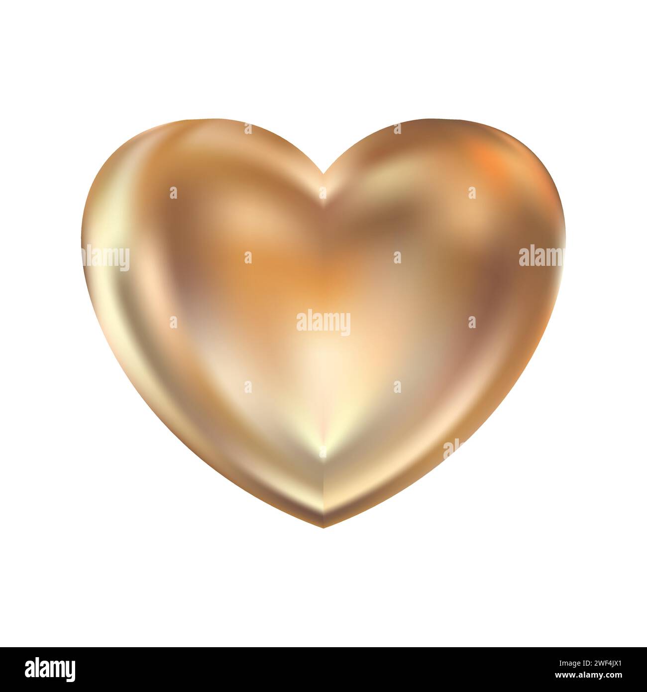 Golden realistic heart icon on white background. 3d vector illustration ...