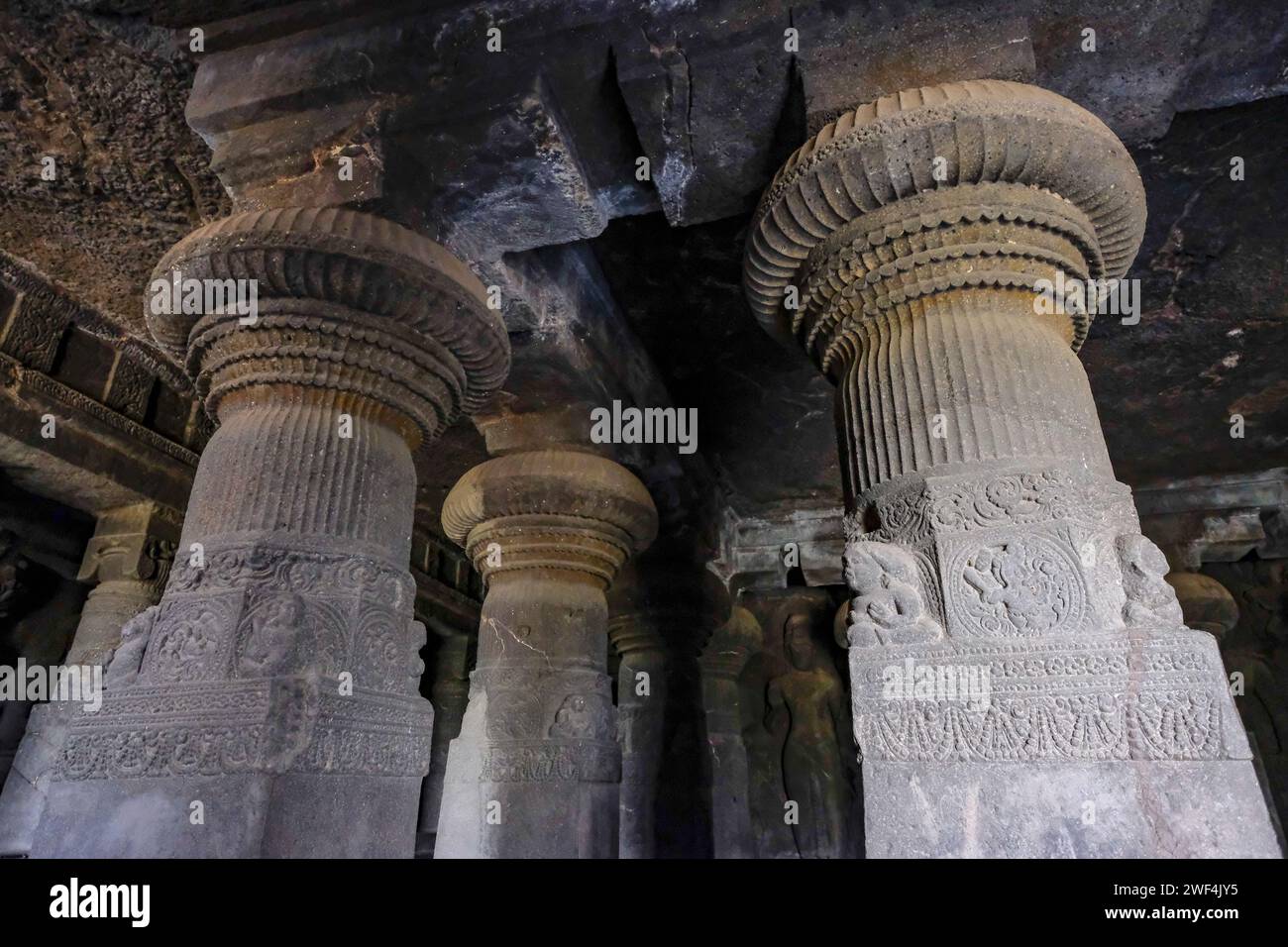 Ellora, India - January 22, 2024: Ellora Caves are a rock-cut cave ...