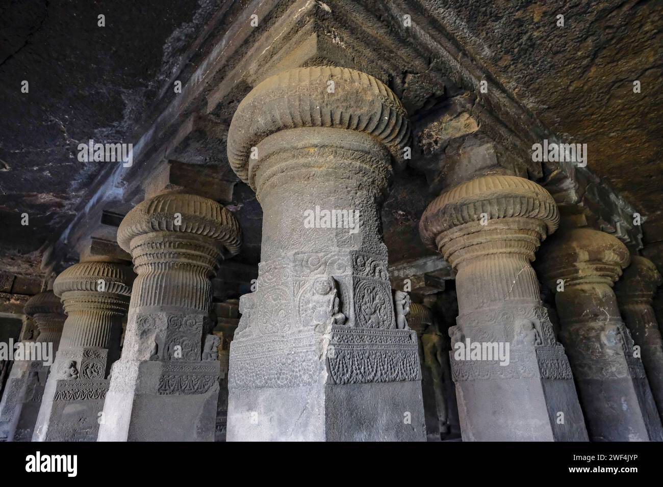Ellora, India - January 22, 2024: Ellora Caves are a rock-cut cave ...