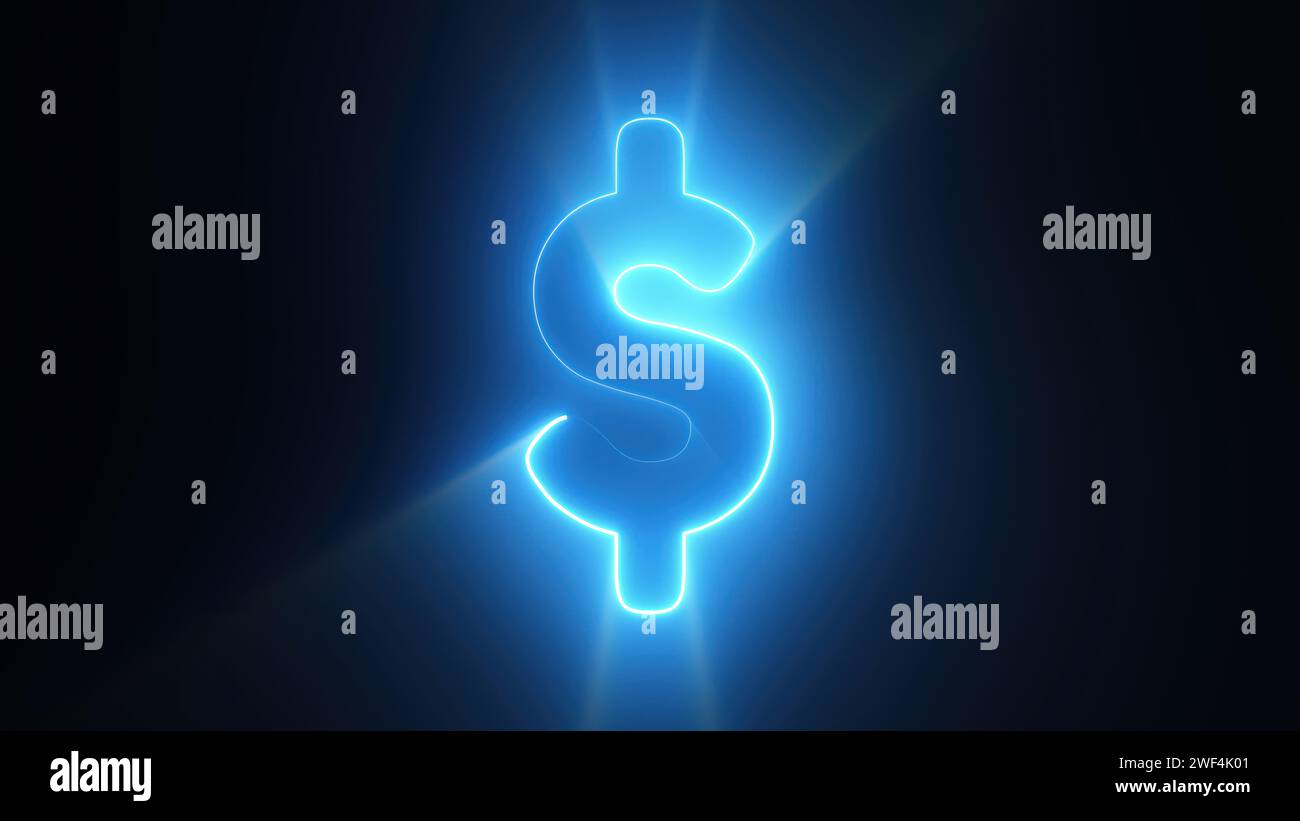 Neon dollar sign. Computer generated 3d render Stock Photo - Alamy