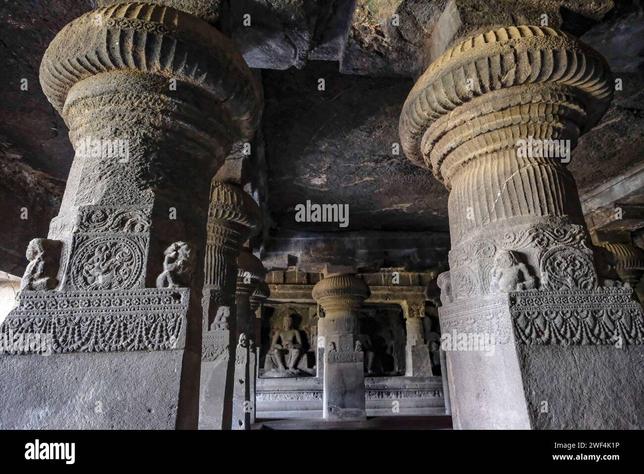 Ellora, India - January 22, 2024: Ellora Caves are a rock-cut cave ...