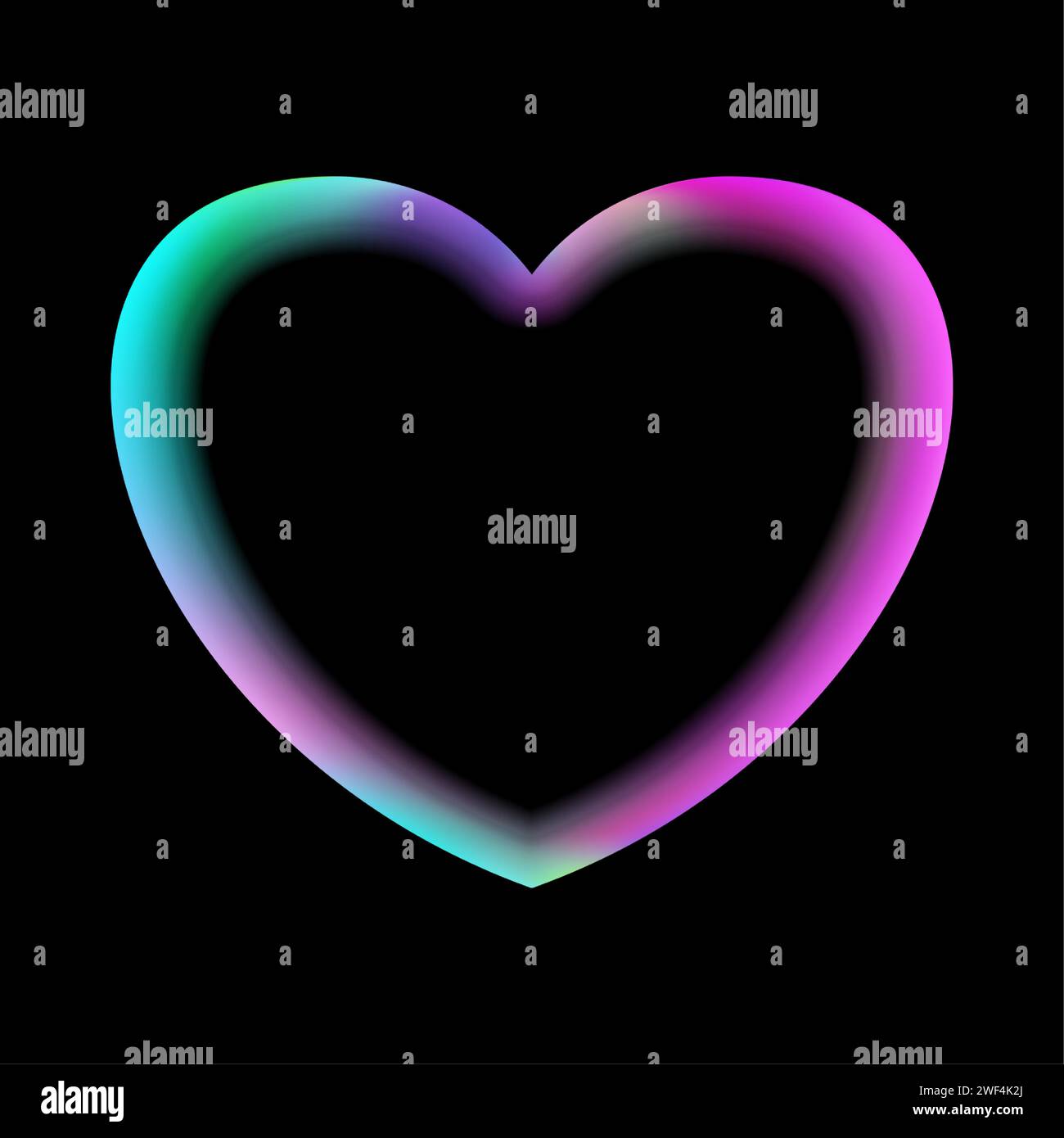 Holographic heart frame. Fluid liquid chrome heart shape Stock Vector ...