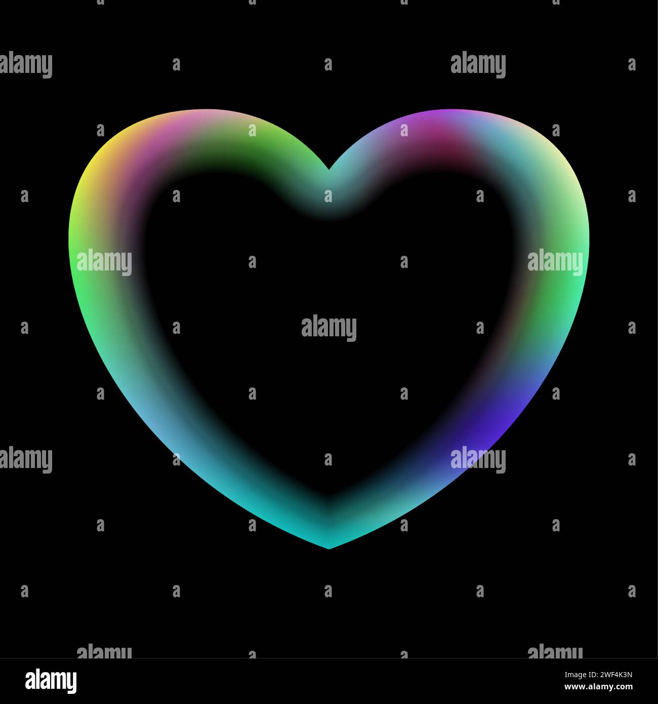 Holographic heart frame. Fluid liquid chrome heart shape Stock Vector ...
