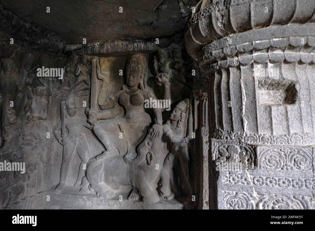 Ellora, India - January 22, 2024: Ellora Caves are a rock-cut cave ...