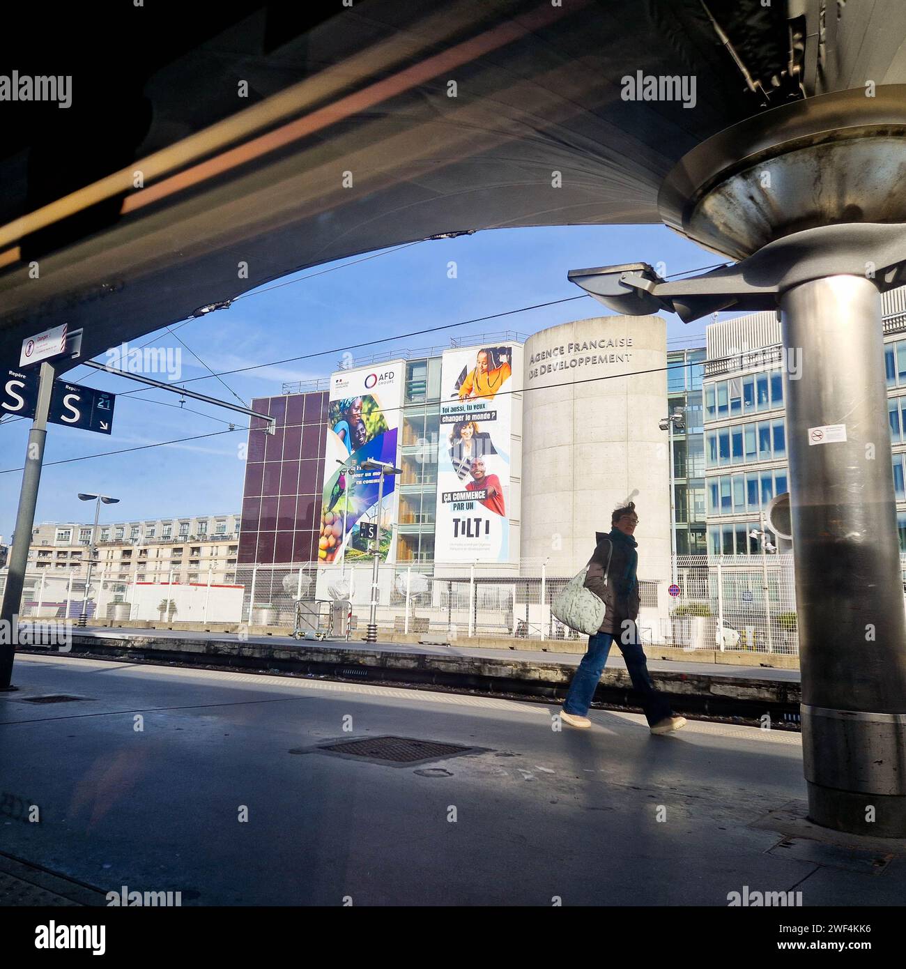 The AFD building, seen from the TGV at Lyons railway station, Paris ...