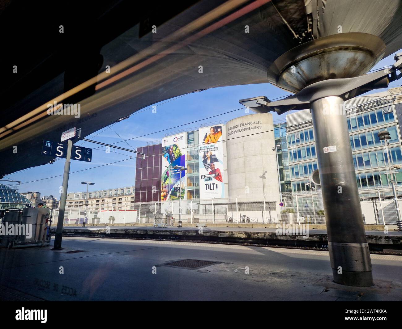 The AFD building, seen from the TGV at Lyons railway station, Paris, Ile-de-France, Grand-Paris ...