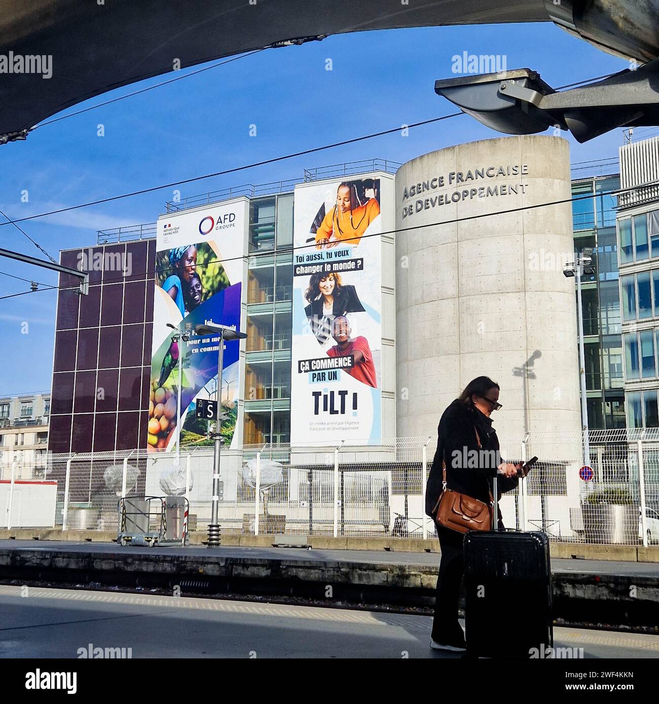 The AFD building, seen from the TGV at Lyons railway station, Paris ...