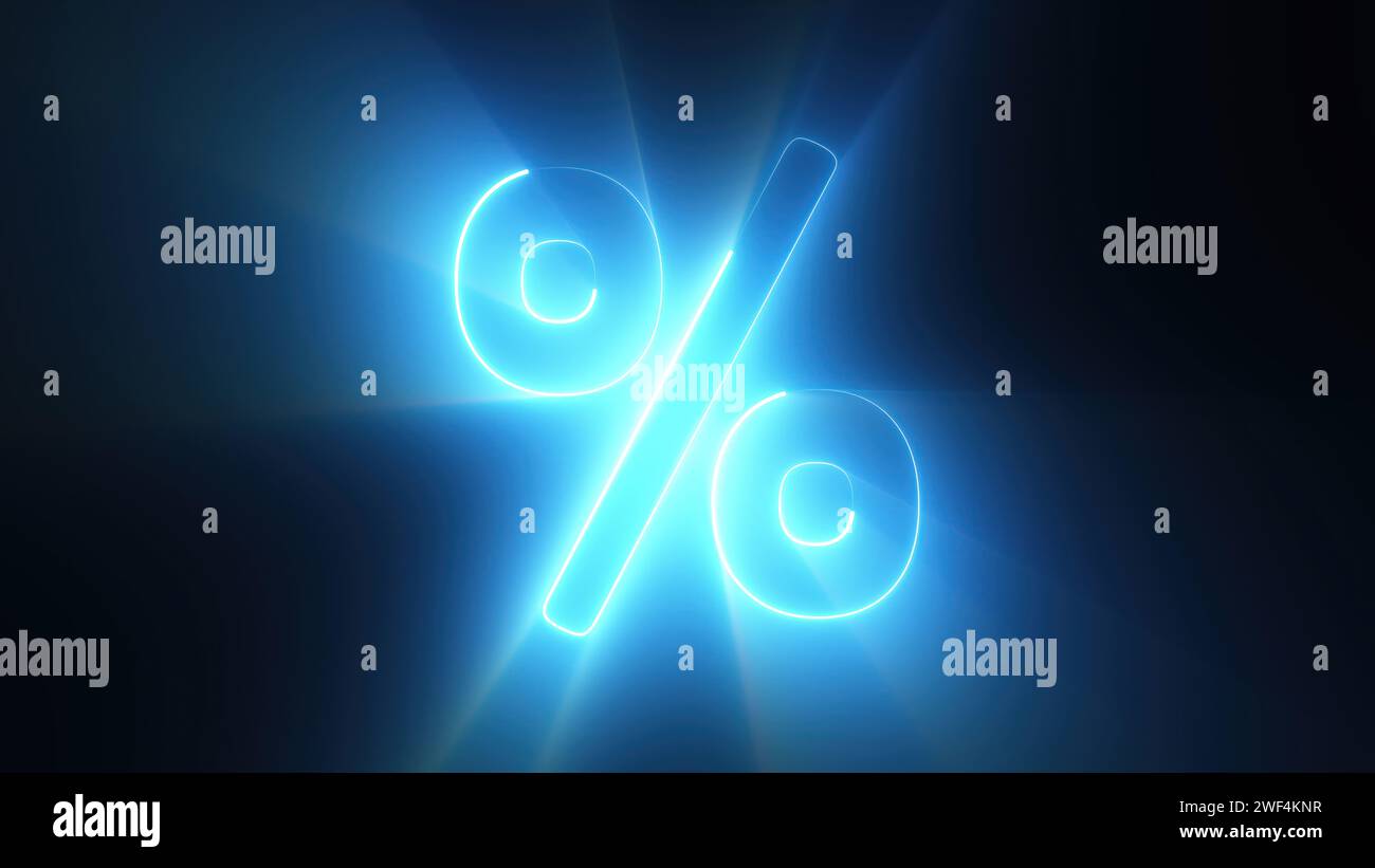 Neon percent sign. Computer generated 3d render Stock Photo - Alamy
