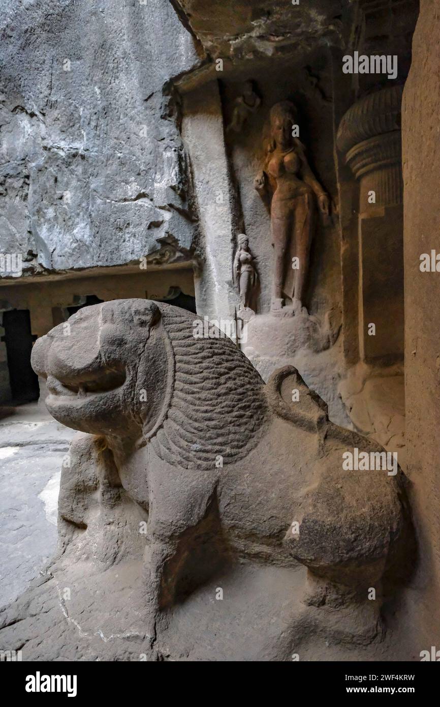 Ellora, India - January 22, 2024: Ellora Caves are a rock-cut cave ...
