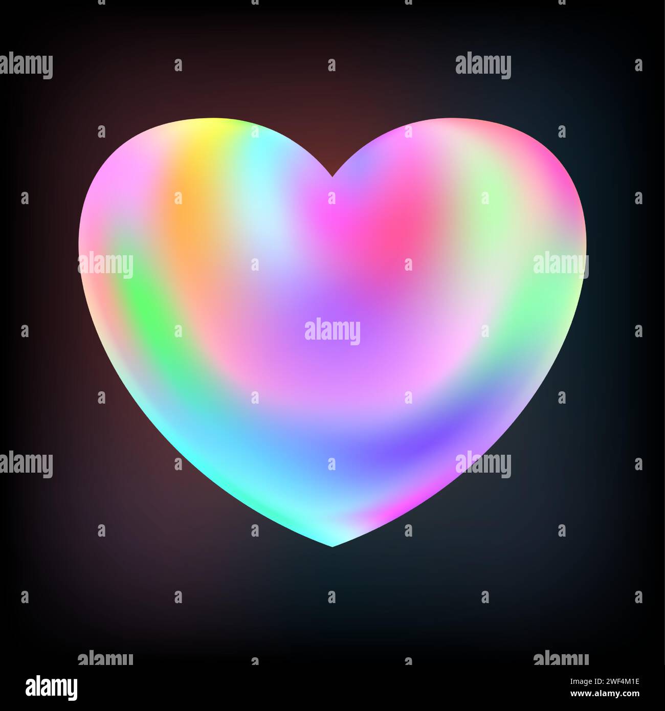 Holographic heart. Fluid liquid chrome heart shape. 3d y2k Stock Vector ...