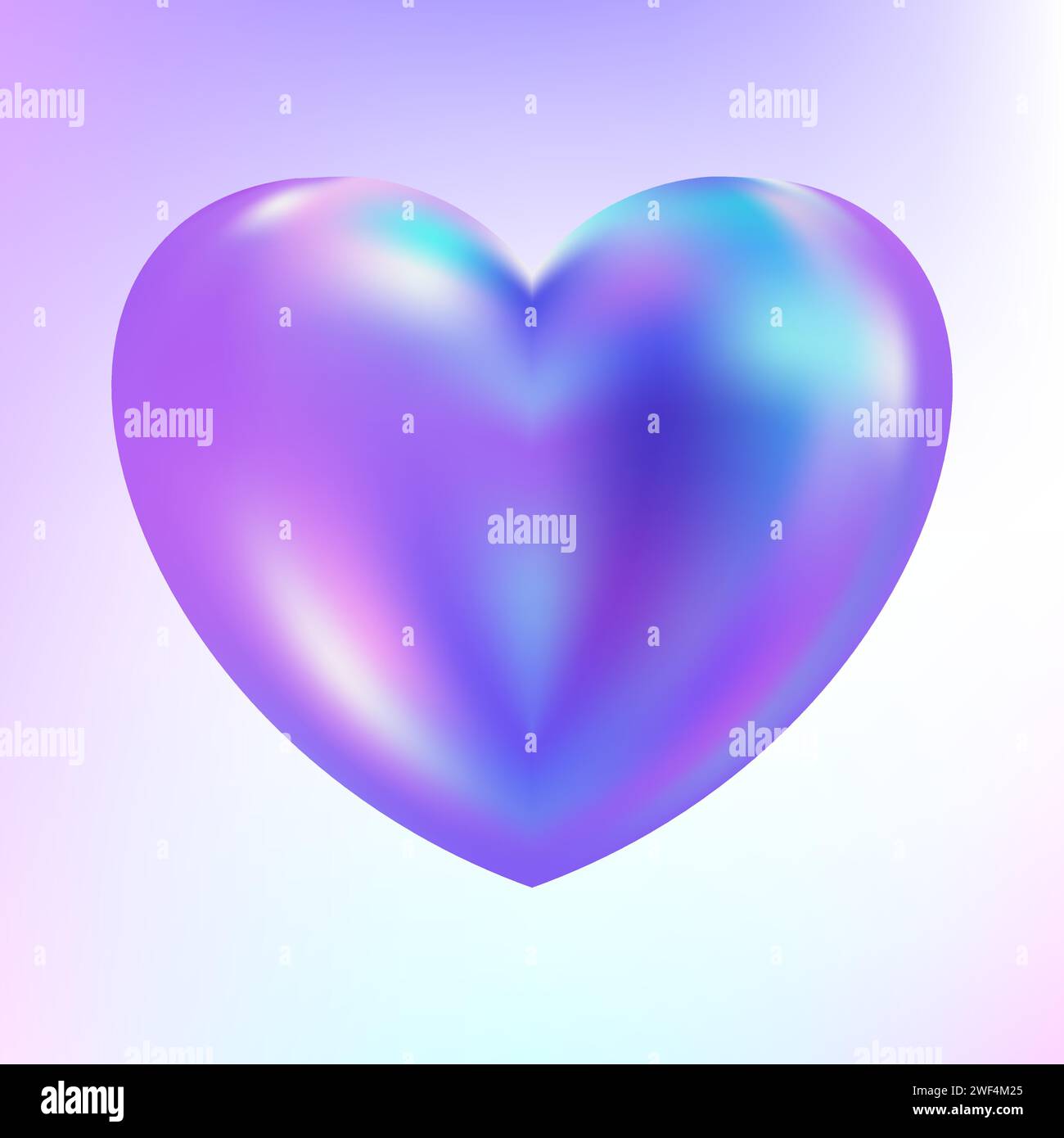 Holographic heart. Fluid liquid chrome heart shape. 3d y2k Stock Vector ...