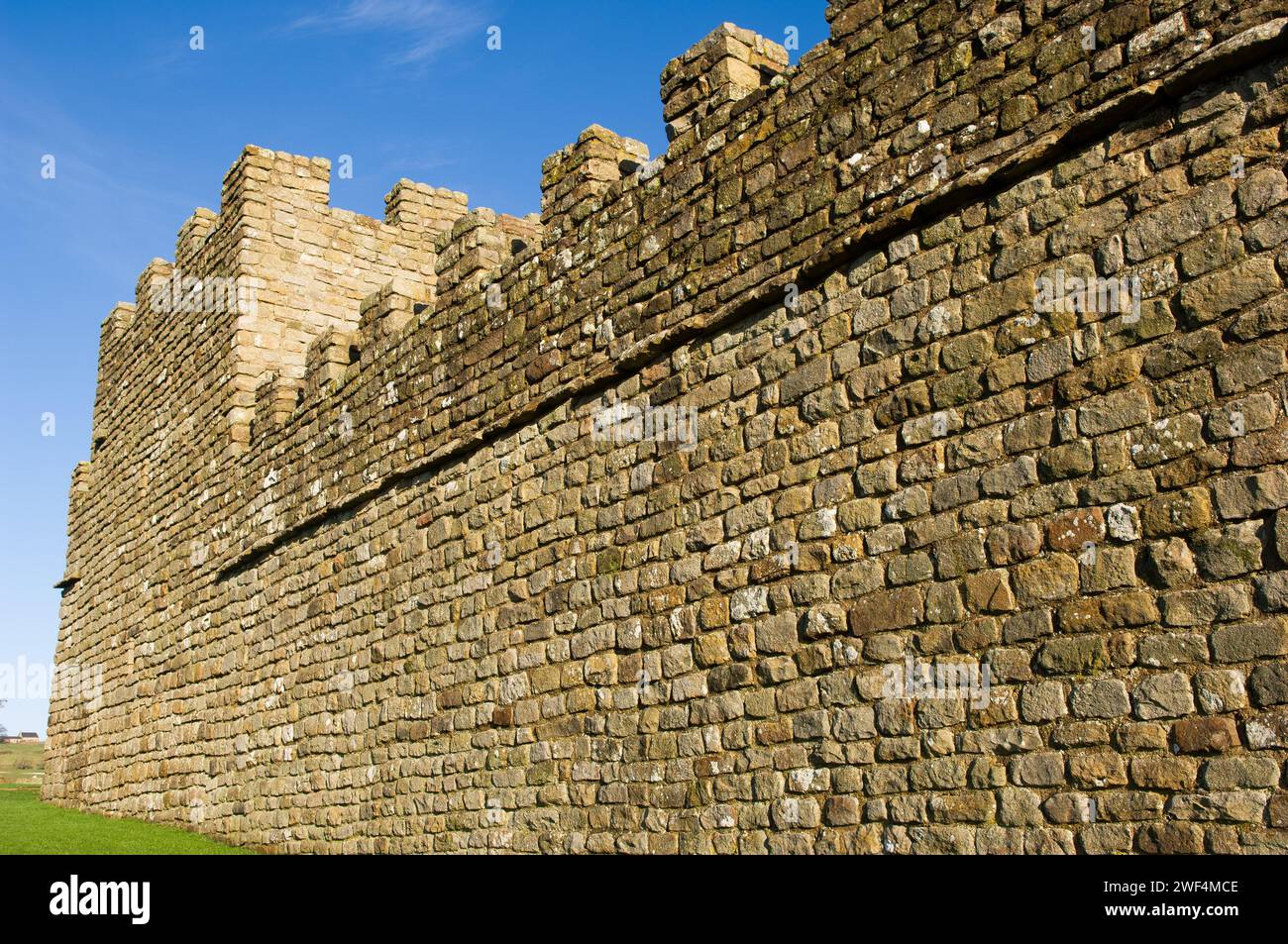 The impressive walls of a reconstructed roman auxiliary fort at ...