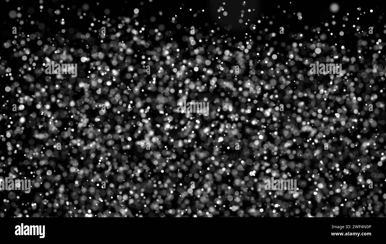 White particles on a black background. Computer generated 3d render ...