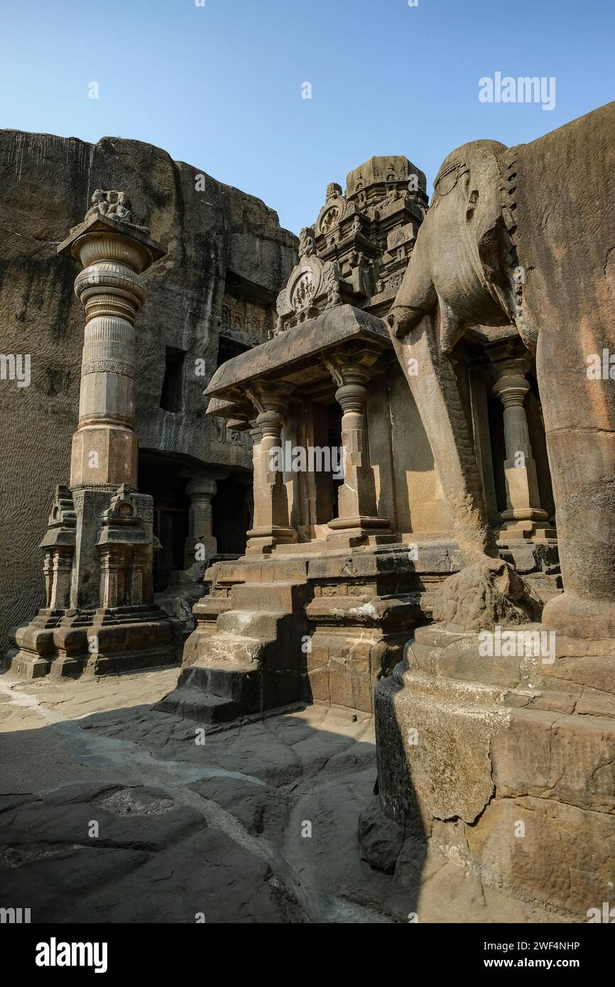 Ellora, India - January 22, 2024: Ellora Caves are a rock-cut cave ...
