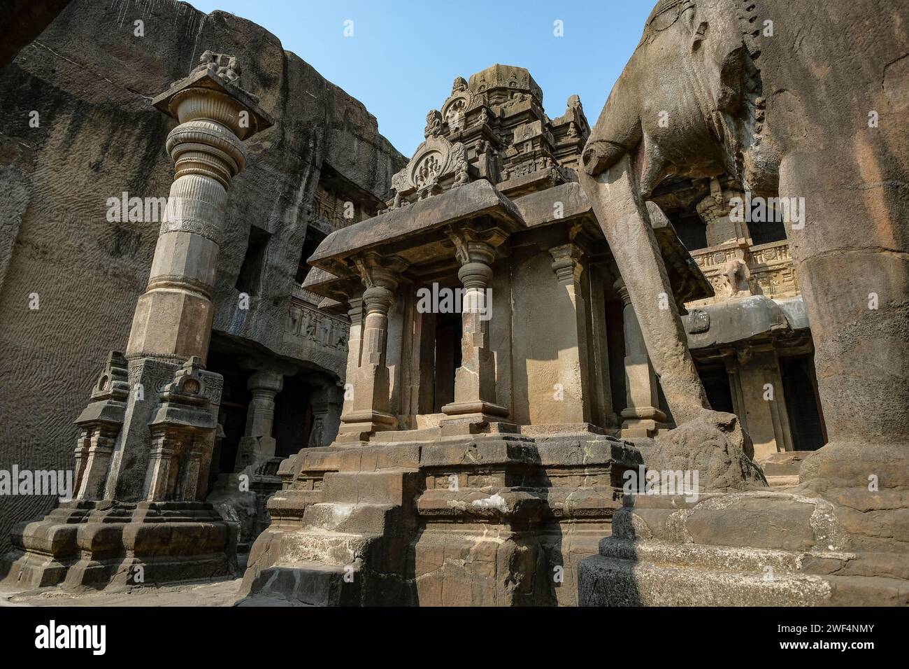 Ellora, India - January 22, 2024: Ellora Caves are a rock-cut cave ...
