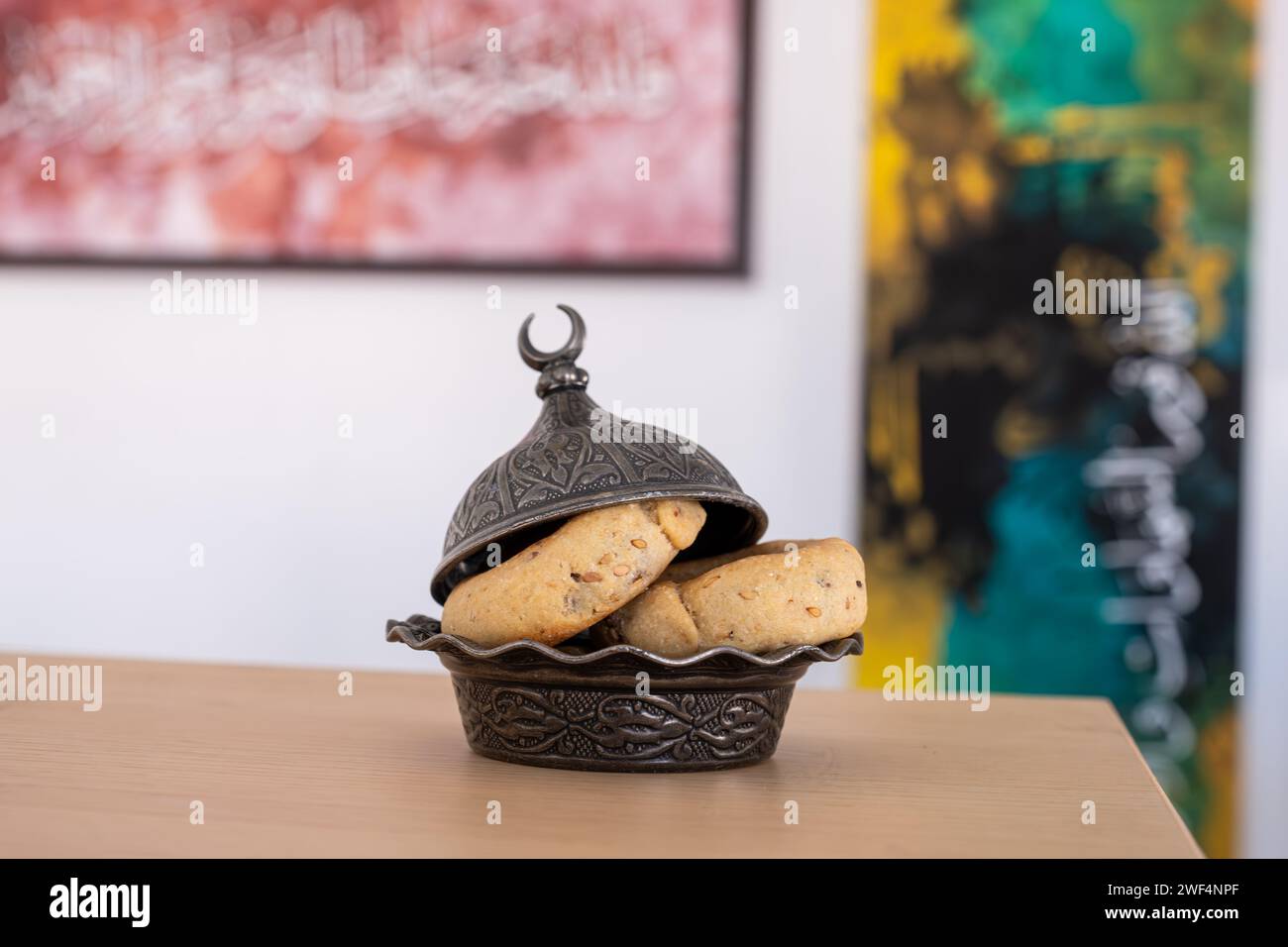 Arabic calligraphy greeting poster with mosque hi-res stock photography ...