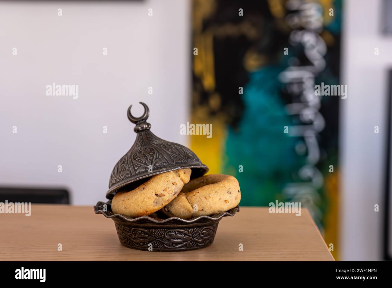 Arabic calligraphy greeting poster with mosque hi-res stock photography ...