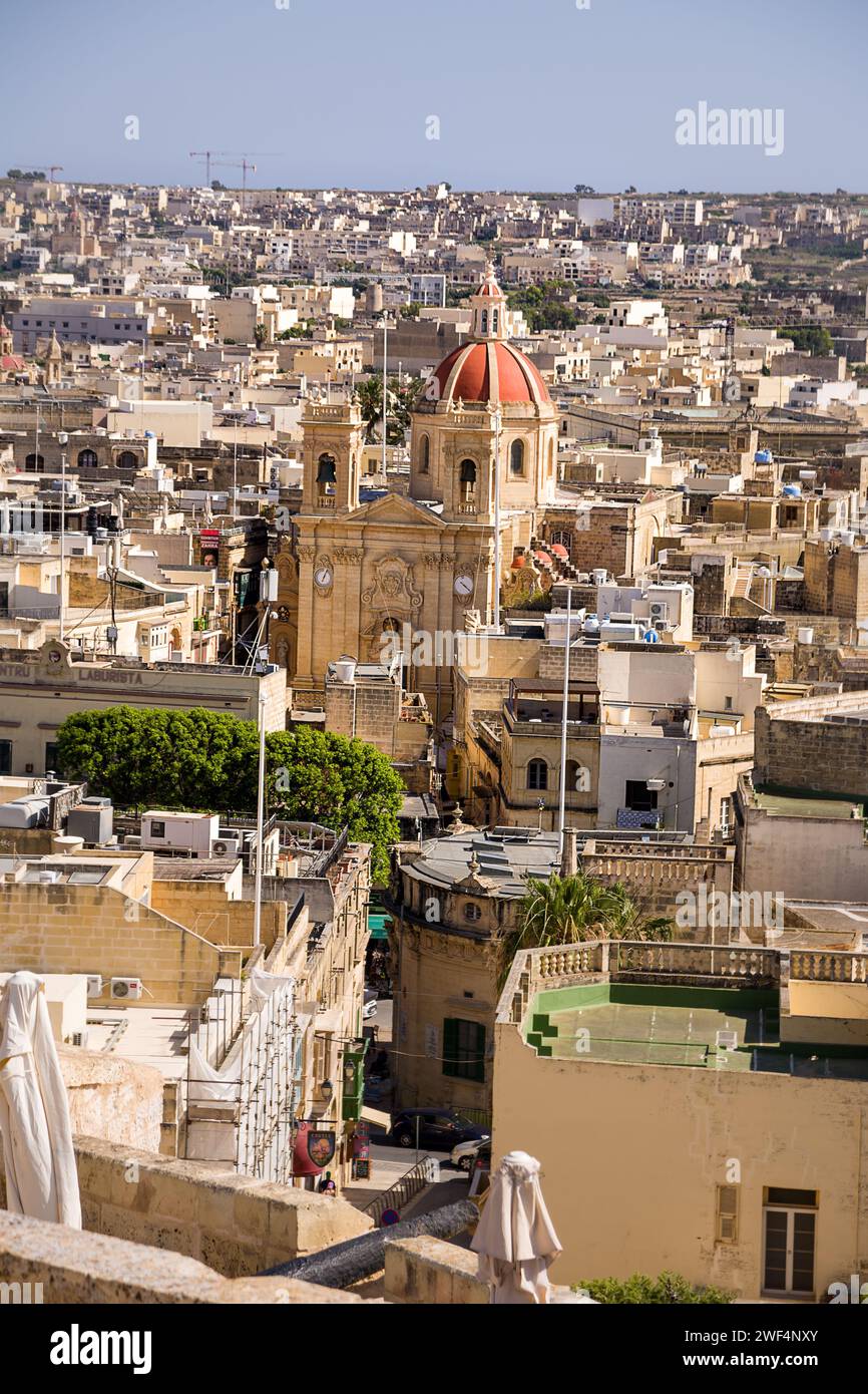 Rabat, Malta - 19 June, 2023: View over Rabat on Gozo island and St ...