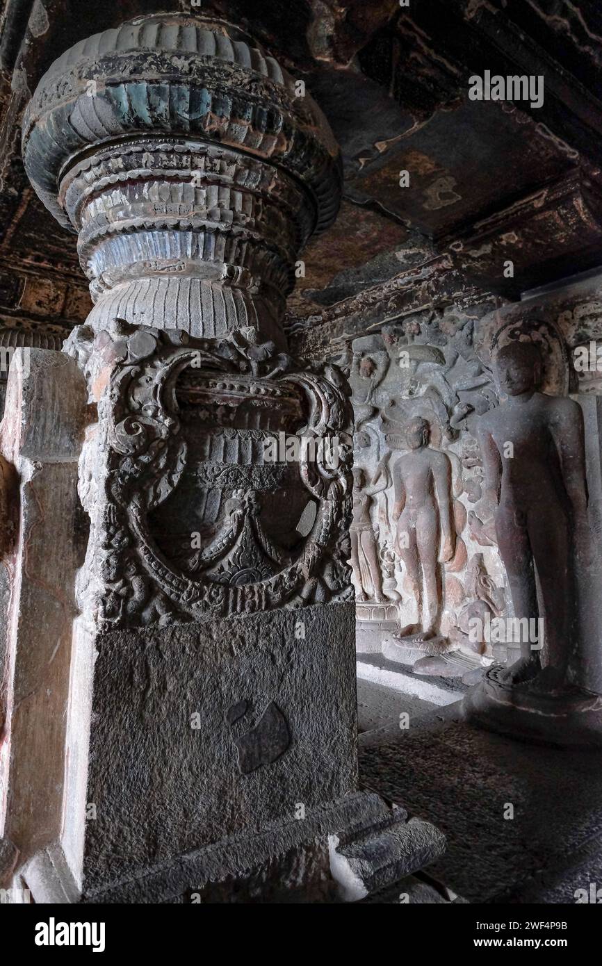 Ellora, India - January 22, 2024: Ellora Caves are a rock-cut cave ...