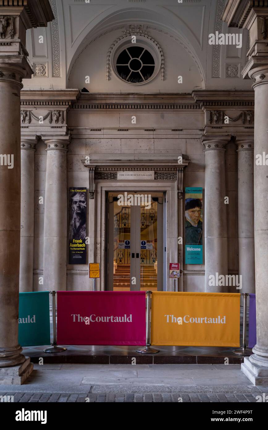 Entrance to the Courtauld Gallery, an art museum in Somerset House, on ...