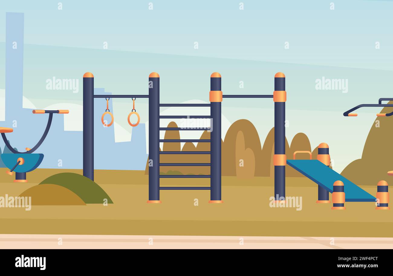 Street workout outdoor sport playground for fitness characters vector ...