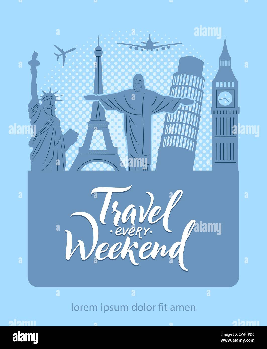 Landmarks. Poster with famous historical landmarks for travelers Stock ...