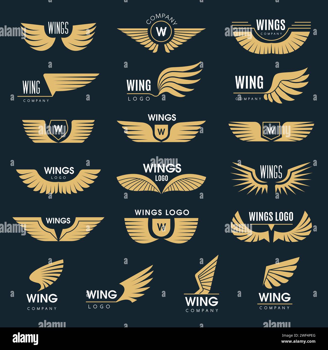 Flying wings. Stylized bird wings for emblem design projects recent ...